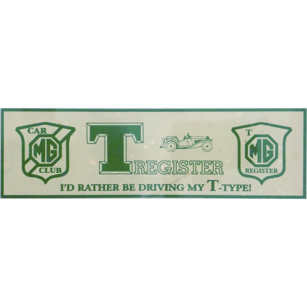 T register sticker – MG Car Club Shop